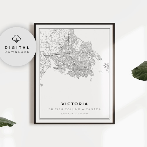 Victoria BC Map Print British Columbia Canada Map Art Poster - Etsy