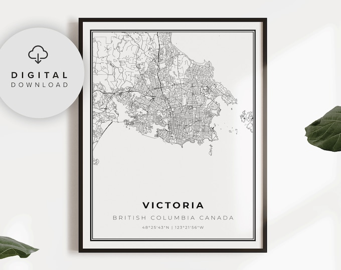 Victoria, BC Map Coloured Neighbourhoods Print - Etsy Canada
