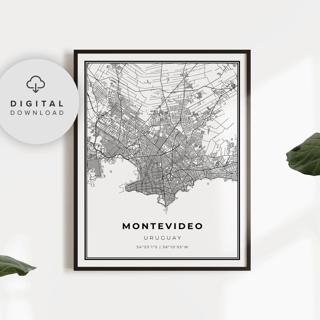 Montevideo Map Print, Uruguay Map Art Poster, Printable City Street ...