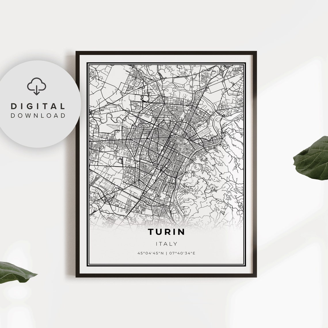 Turin Map Print, Italy Torino Italia Map Art Poster, Printable City ...