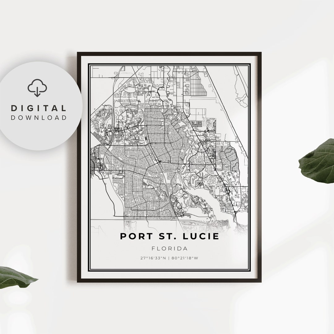 Port St. Lucie Map Print, Florida FL USA Map Art Poster, Printable City ...