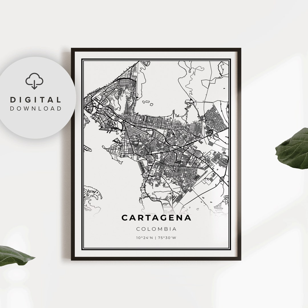 Cartagena Map Print, Colombia Map Art Poster, Cartagena De Indias ...