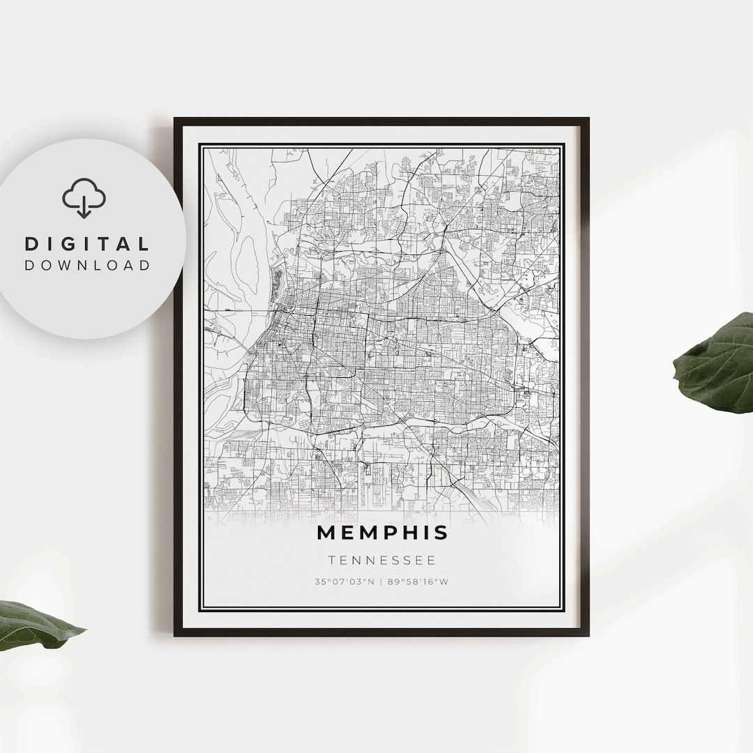 Memphis Map Print, Tennessee TN USA Map Art Poster, Shelby County ...