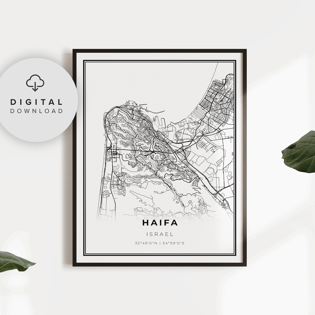 Haifa Map Print, Israel Map Art Poster, Printable City Street Road Map ...