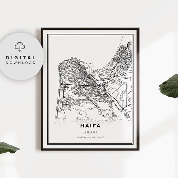 Haifa Mapa Imprimir Israel Mapa Arte Cartel Imprimible | Etsy México