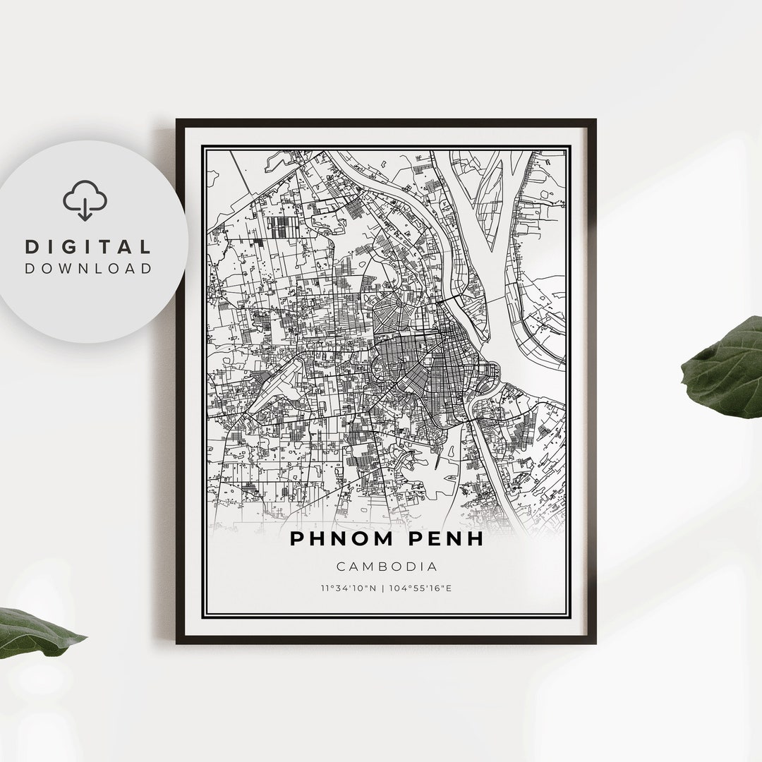 Phnom Penh Map Print, Cambodia Map Art Poster, Krong Chaktomuk ...