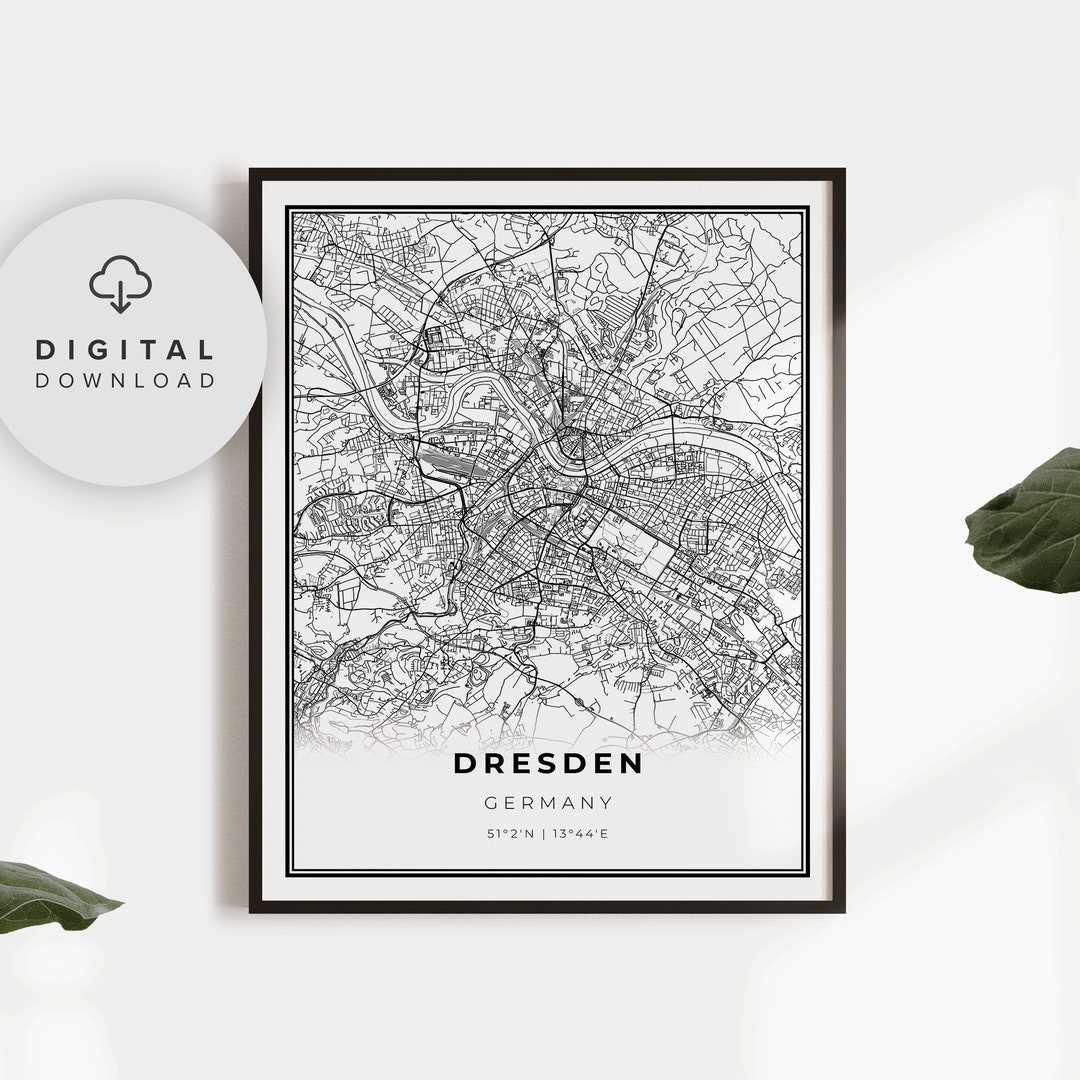 Dresden Map Print, Germany Map Art Poster, Printable City Street Road ...