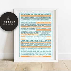 The Last Time Poem Print - Printable Baby Shower, Printable, Mothers ...