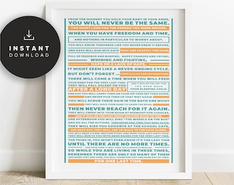 The Last Time Poem Print Printable Baby Shower, Mothers Day, Pregnancy ...