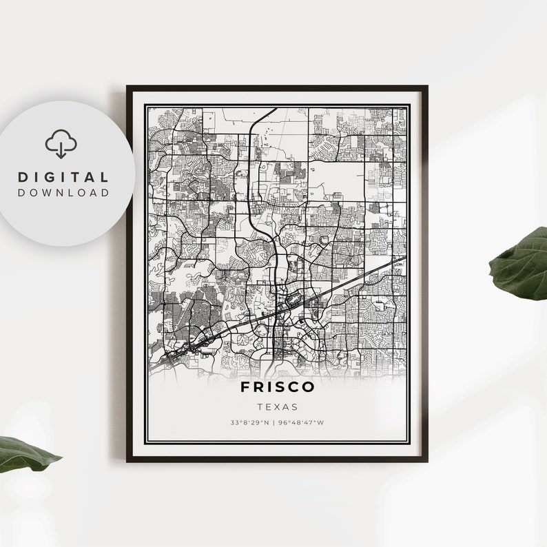 Frisco Map Print Texas TX USA Map Art Poster Printable City - Etsy
