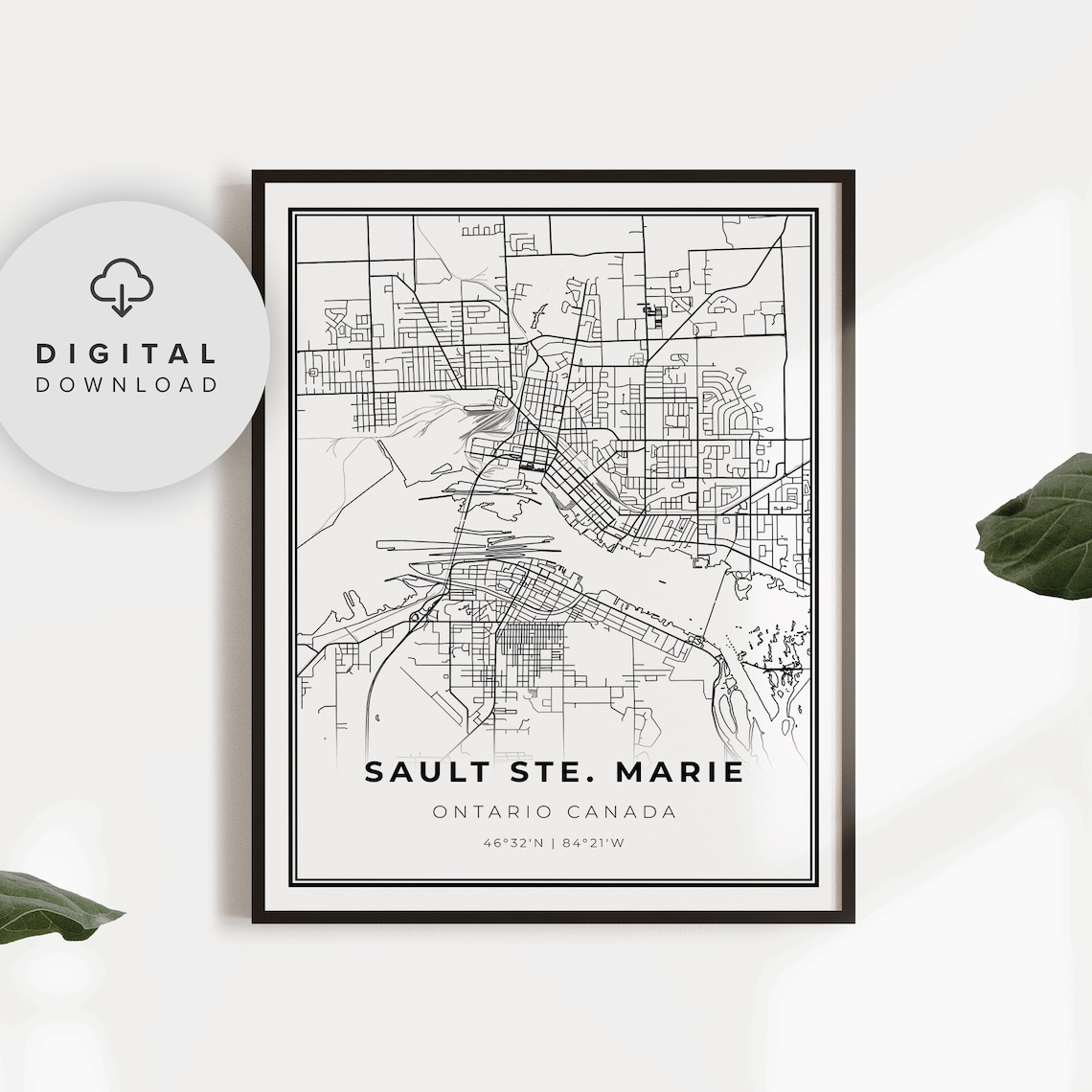 Sault Ste. Marie Map Print Ontario ON Canada Printable City - Etsy