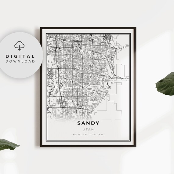 Sandy Map Print Utah UT USA Map Art Poster Printable city | Etsy