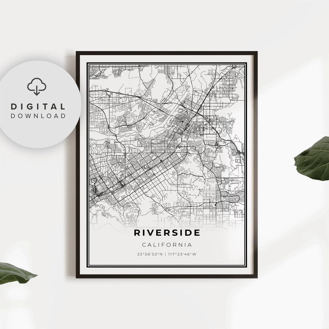 Riverside Map Print, California CA USA Map Art Poster, Printable City ...