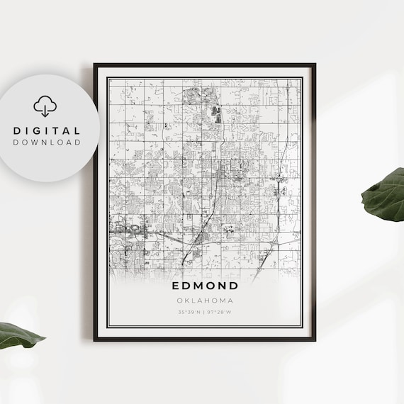 Edmond Map Print Oklahoma OK USA Map Art Poster Printable | Etsy