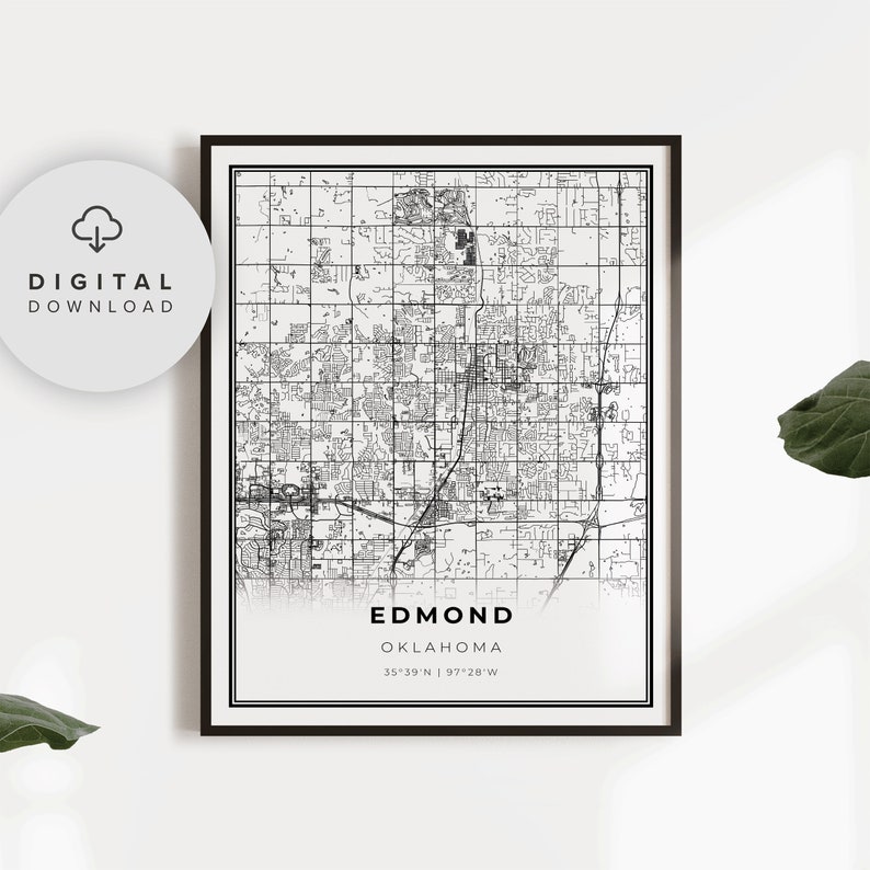 Edmond Oklahoma Map Art Print, City Street Map (digital Download), NP41 ...