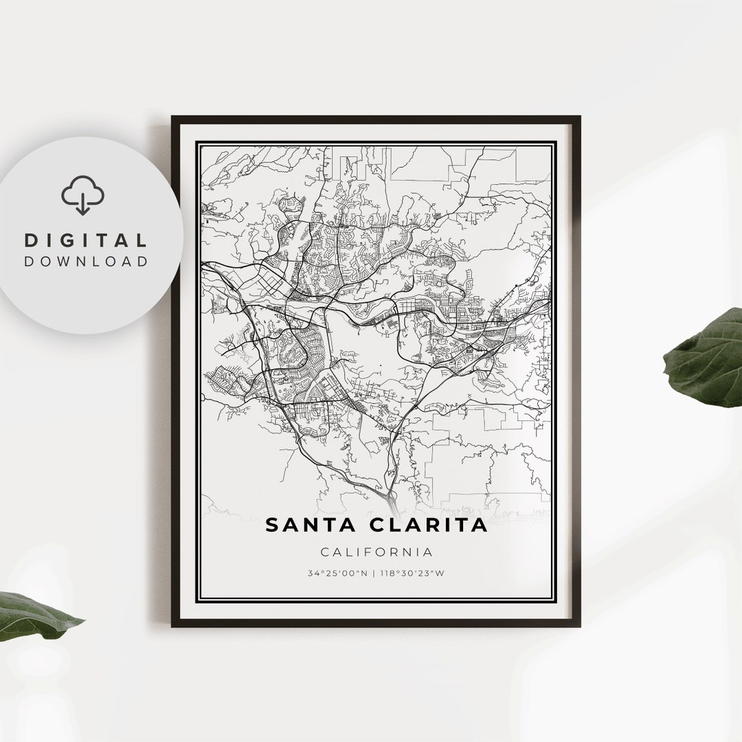 Santa Clarita Map Print, California CA USA Map Art Poster, Printable ...