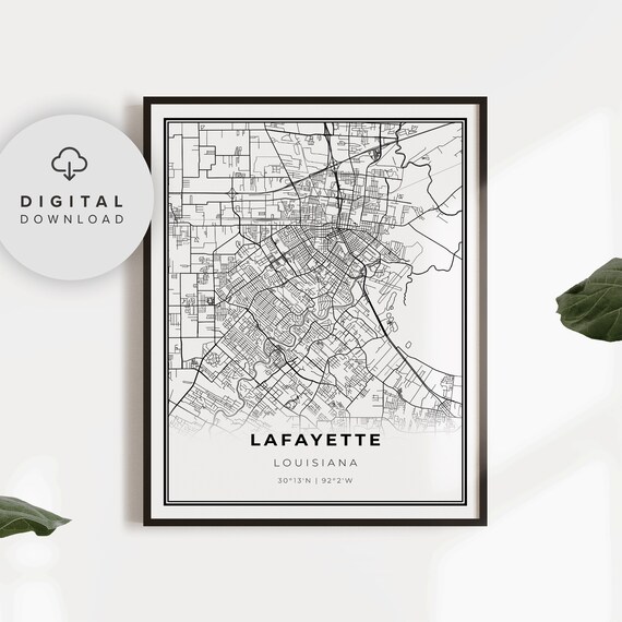 Lafayette Map Print Louisiana LA USA Map Art Poster | Etsy