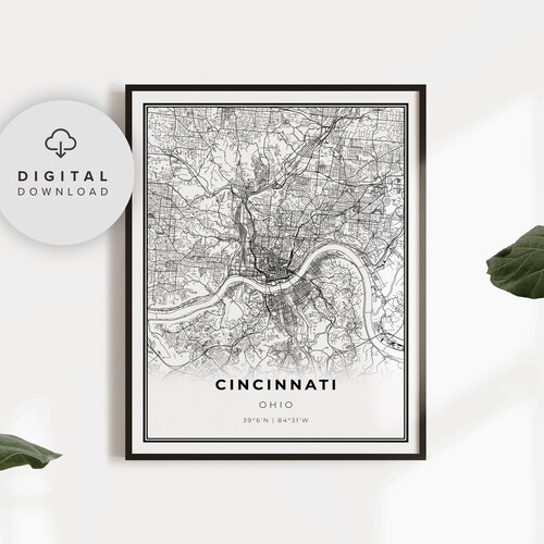 Cincinnati Map Print Ohio USA Map Art Poster City Street - Etsy