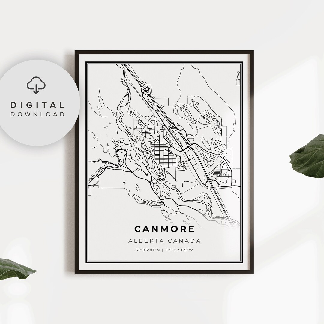Canmore Map Print, Alberta AB Canada Map Art Poster, Printable City ...