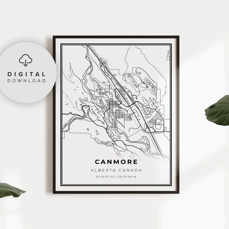 Canmore Alberta Map Art Print, City Street Map Poster (digital Download ...