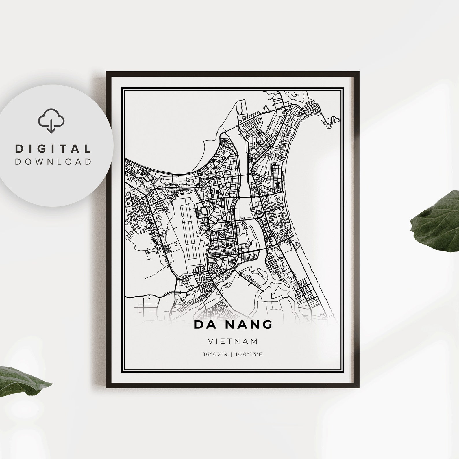Da Nang Print Vietnam Viet Nam Map Art Poster Printable City | Etsy