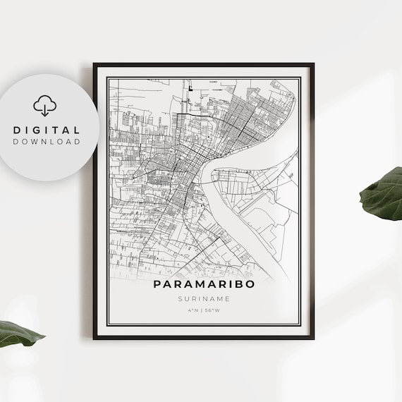 Paramaribo Map Print Suriname Map Art Poster Printable City | Etsy