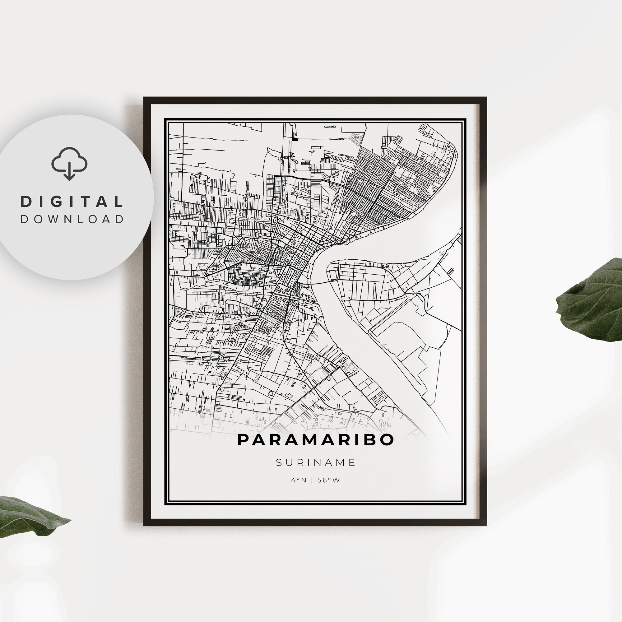 Paramaribo Suriname Map Art, City Street Map Poster (digital Download ...