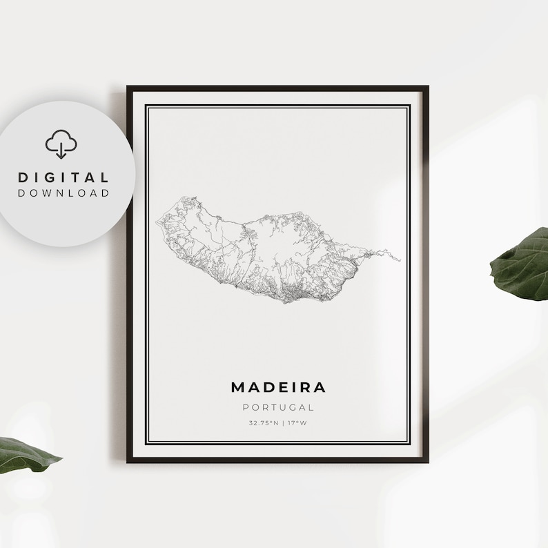 Madeira Map Print Portugal Map Art Poster Funchal Printable | Etsy