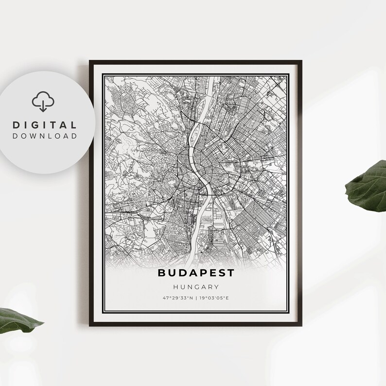 Budapest Map Print Hungary Map Art Poster Printable City | Etsy