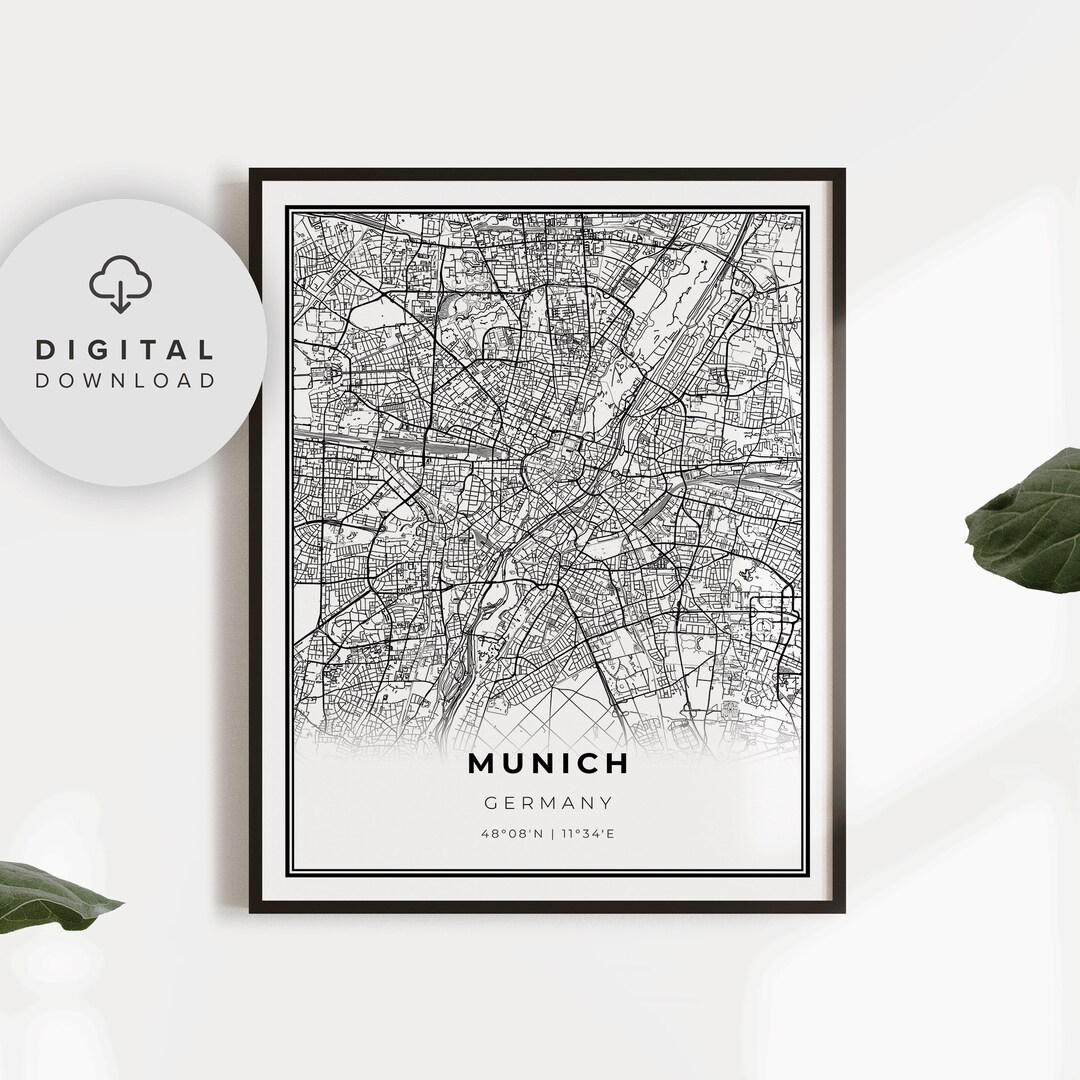 Munich Map Print, Germany Map Art Poster, Bavaria, Printable City ...
