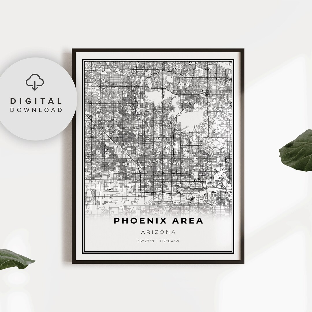 Phoenix Area Map Print, Arizona AZ USA Map Art Poster, Printable City ...