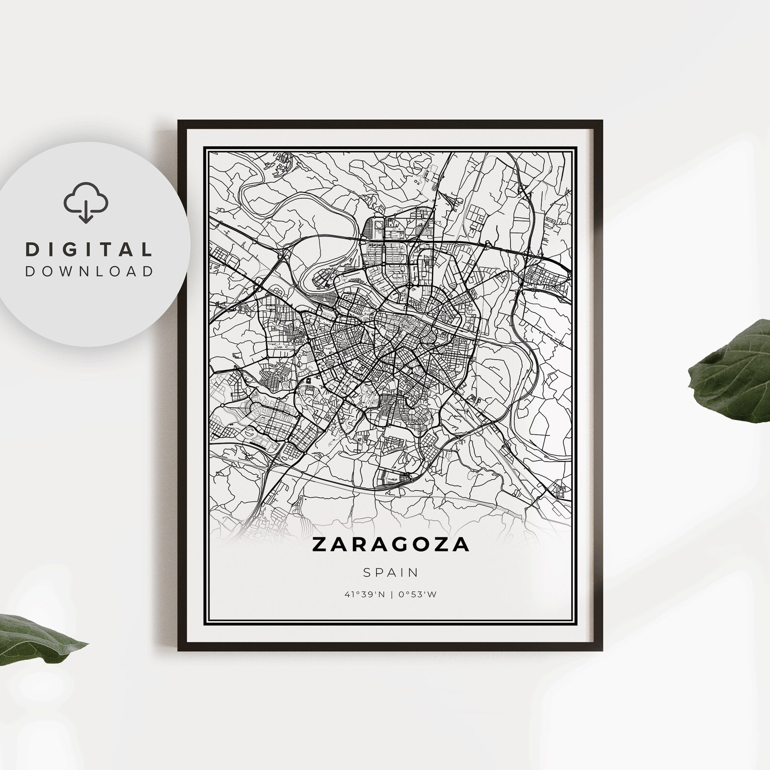 Zaragoza Spain Map Print, City Street Art Poster (digital Download ...