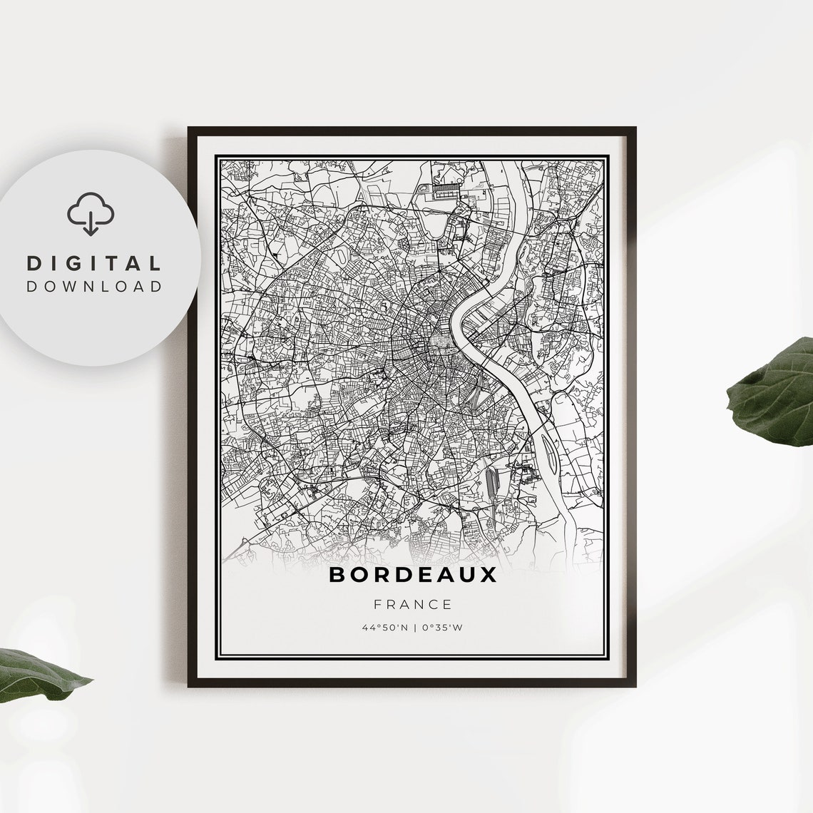 Bordeaux France Map Print, City Street Art (digital Download), NP741 - Etsy