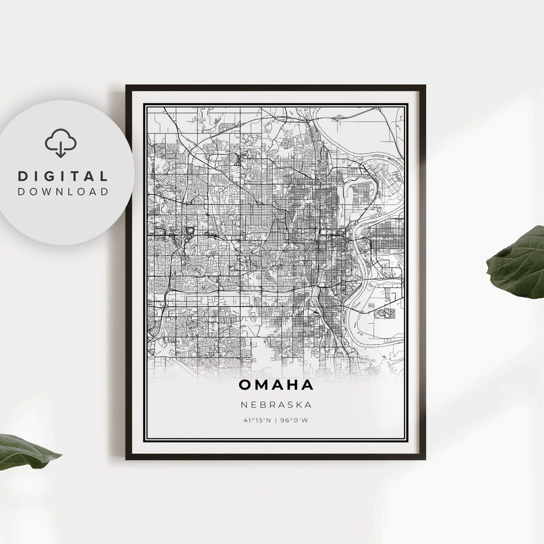 Omaha Map Print, Nebraska NE USA Map Art Poster, Printable City Street ...