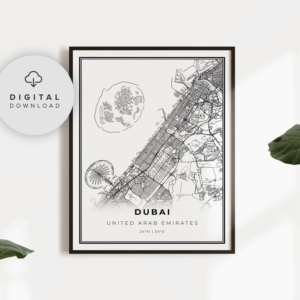 Dubai Map Print, United Arab Emirates Map Art Poster, Dubay, Printable ...