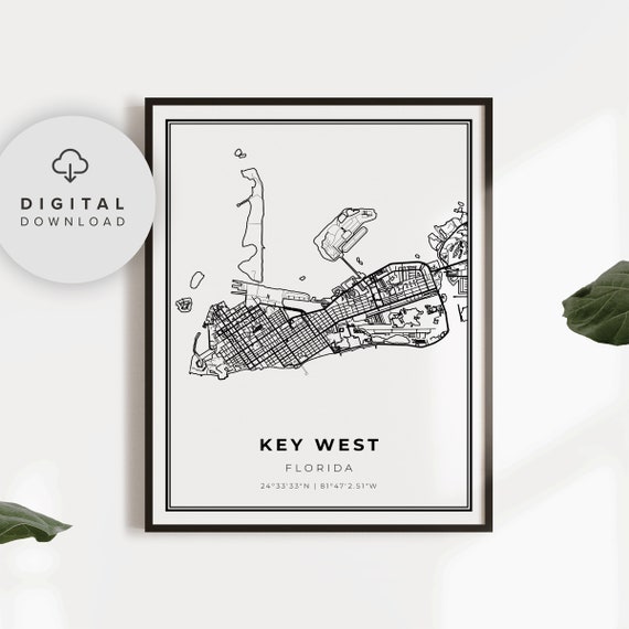 Key West Map Print Florida FL USA Map Art Poster Printable - Etsy
