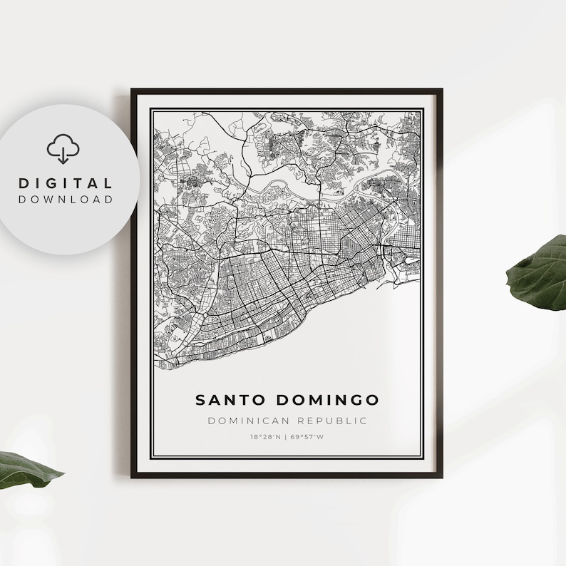 Santo Domingo Map Print Dominican Republic Map Art Poster - Etsy