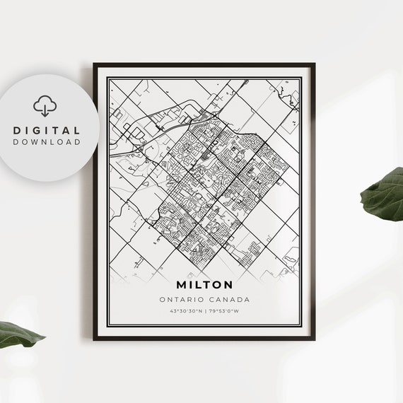 Milton Map Print Ontario ON Canada Map Art Poster Printable - Etsy