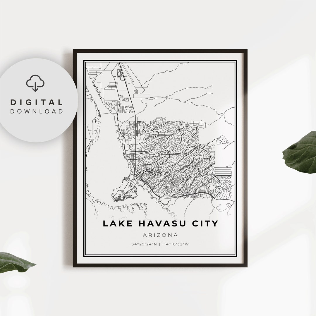 Lake Havasu City Map Print, Arizona AZ USA Map Art Poster, Printable ...