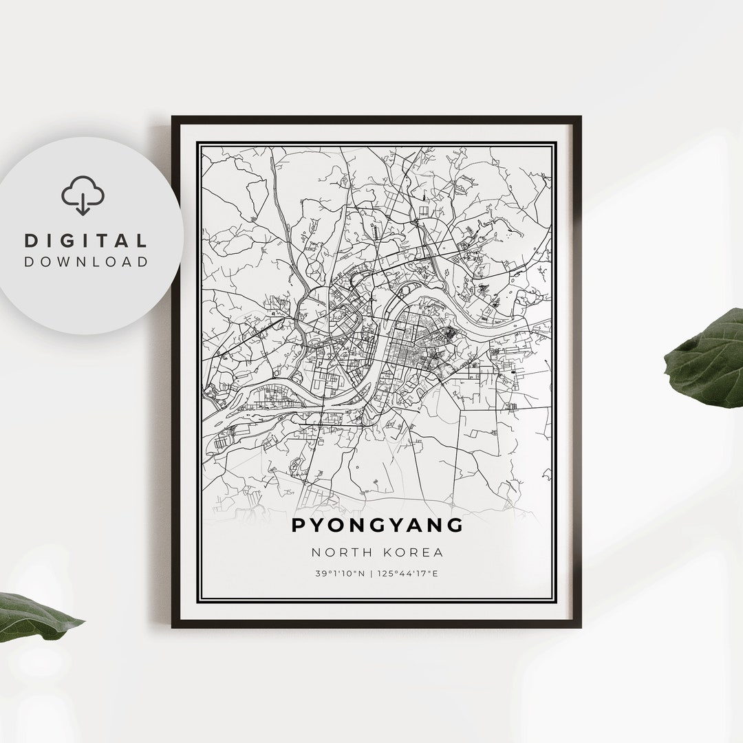 Pyongyang Map Print, North Korea Map Art Poster, Printable City Street ...