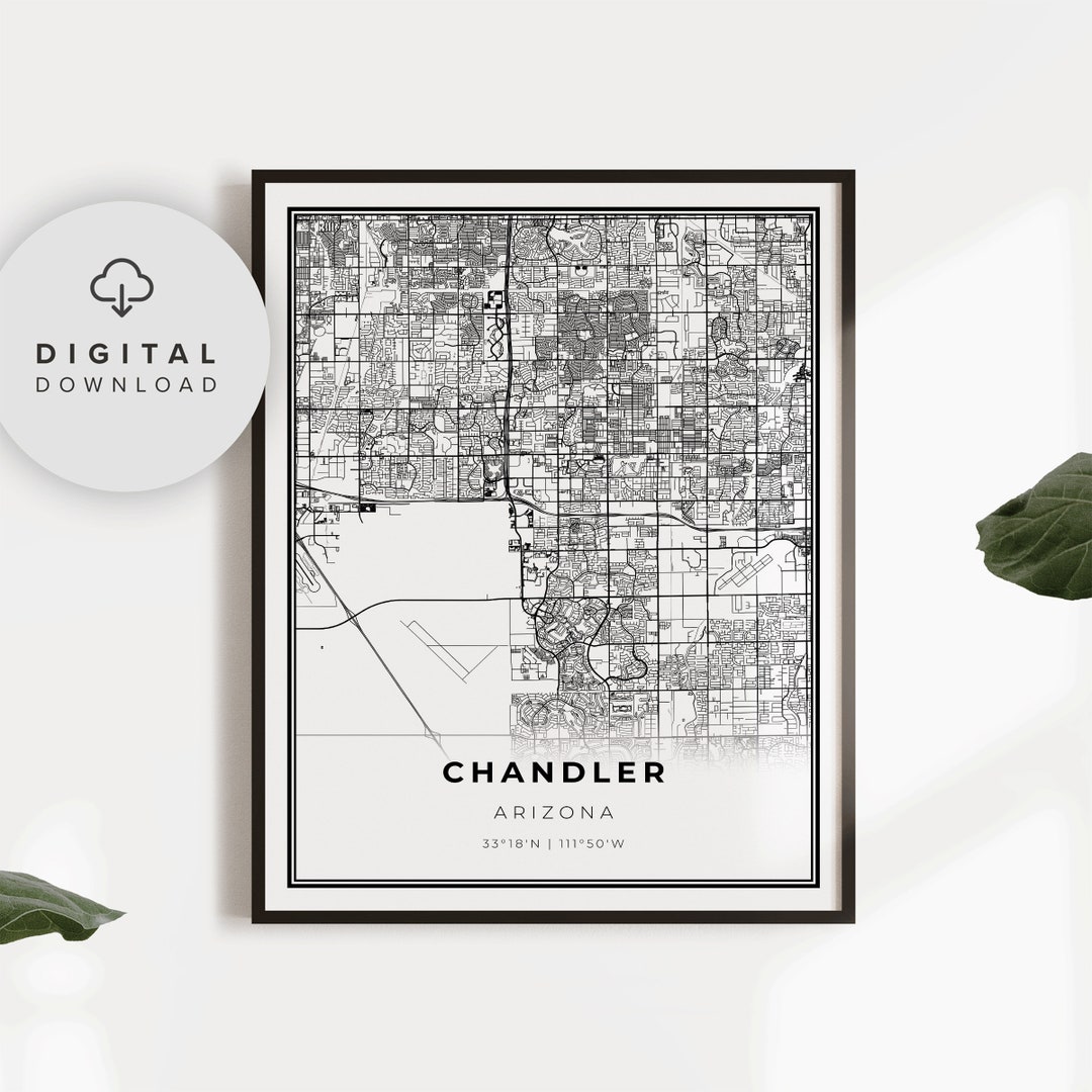 Chandler Map Print, Arizona AZ USA Map Art Poster, Printable City ...
