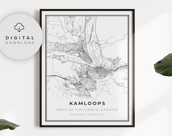 Vancouver BC Map Print British Columbia Canada Map Art | Etsy