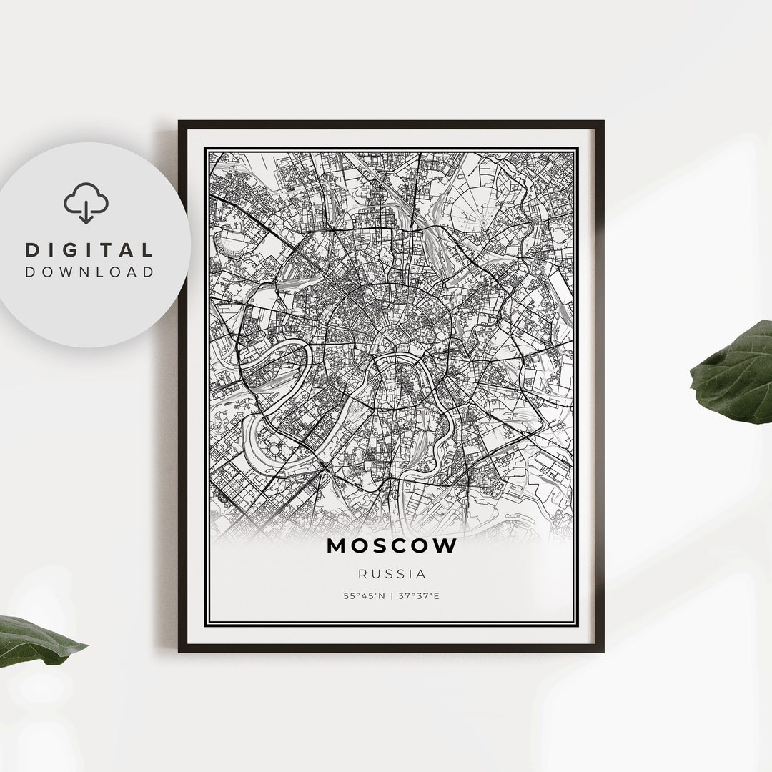 Moscow Map Art Print, Russia City Street Map (digital Download), NP426 ...