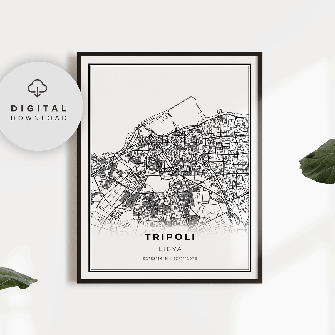 Tripoli Map Print Libya Map Art Poster Tripolis Printable - Etsy