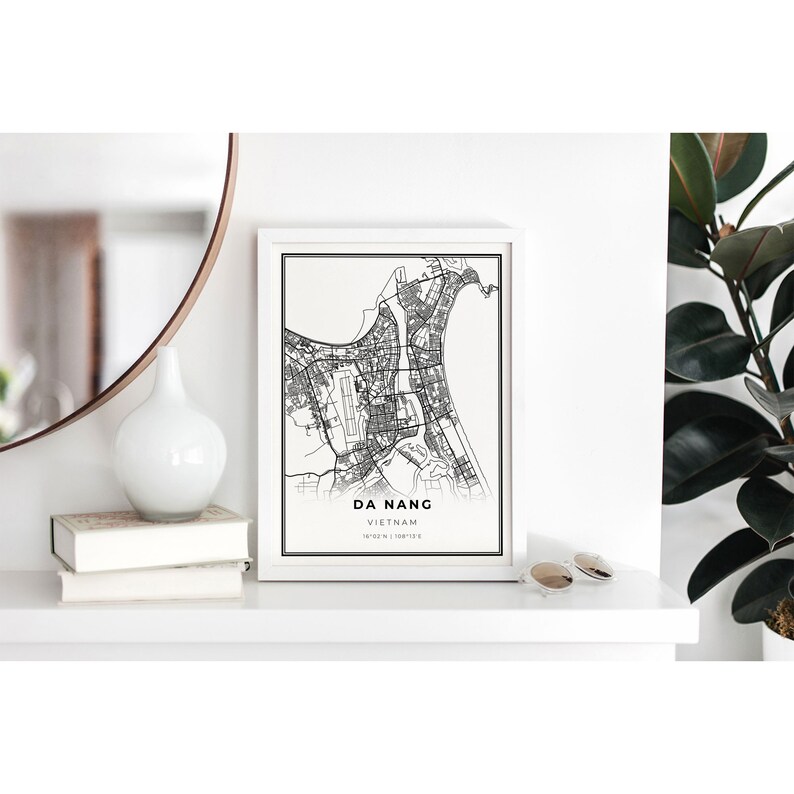 Da Nang Print, Vietnam Viet Nam Map Art Poster, Printable City Street ...