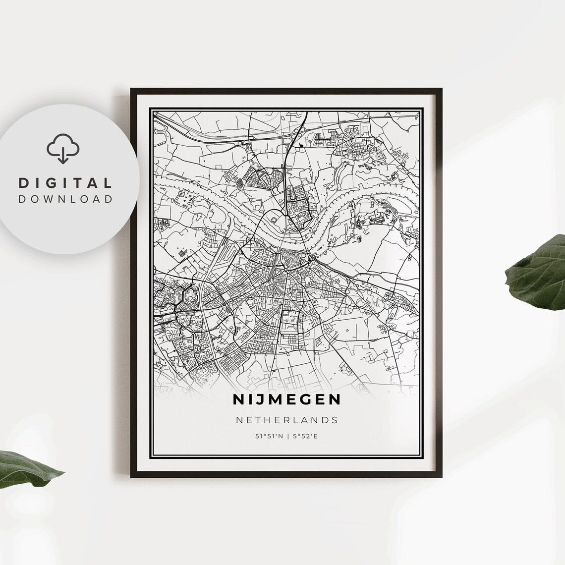 Nijmegen Map Print Netherlands Map Art Poster Nimwegen | Etsy