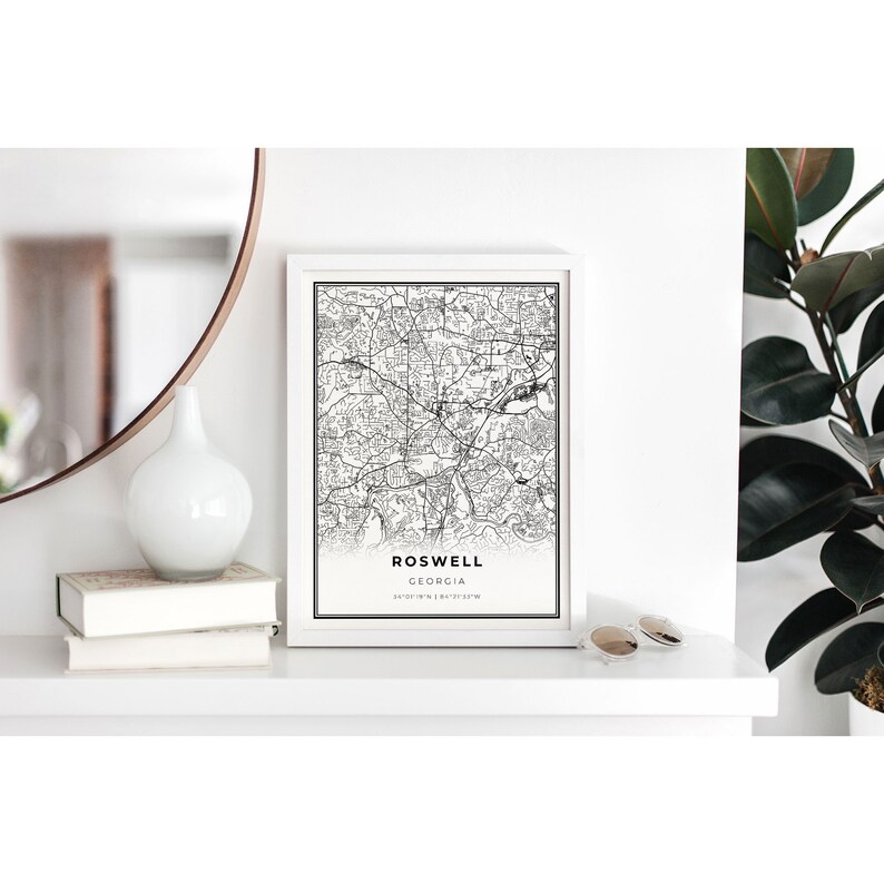 Roswell Georgia Map Print, City Street Map Art (digital Download ...