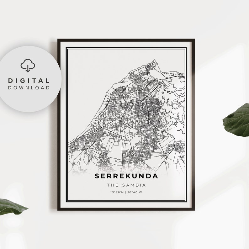 Serrekunda Map Print The Gambia Map Art Poster Serekunda | Etsy