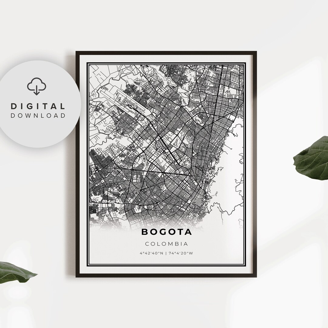 Bogota Map Print, Colombia Map Art Poster, Printable City Street Road ...