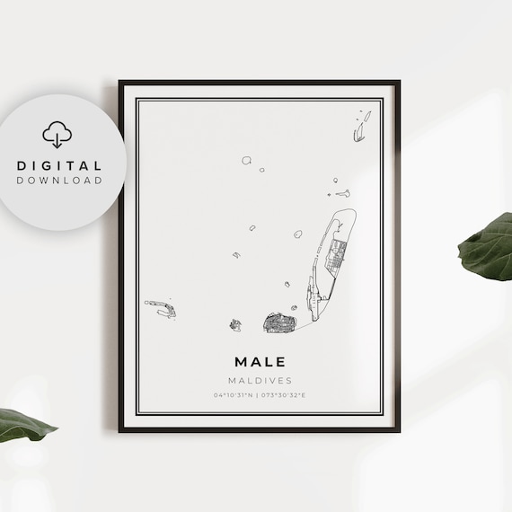 Male Map Print Maldives Map Art Poster Mahal Printable City | Etsy